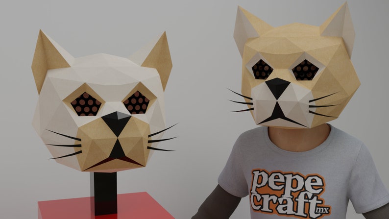 Cat Mask Papercrafts Mask Template Origami PDF Download 3D - Etsy