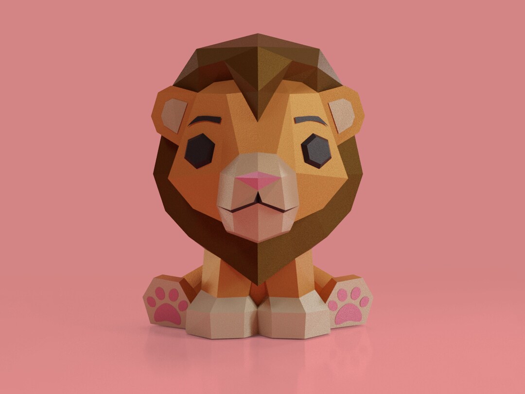 León 3D Low Poly DIY Papercraft Imprimible Decoración Geométrica Única ...