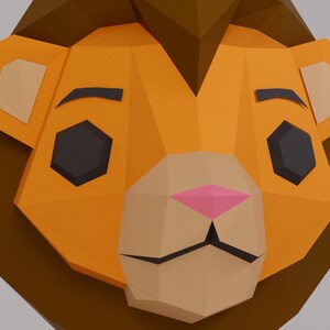 León 3D Low Poly DIY Papercraft Imprimible Decoración Geométrica Única ...