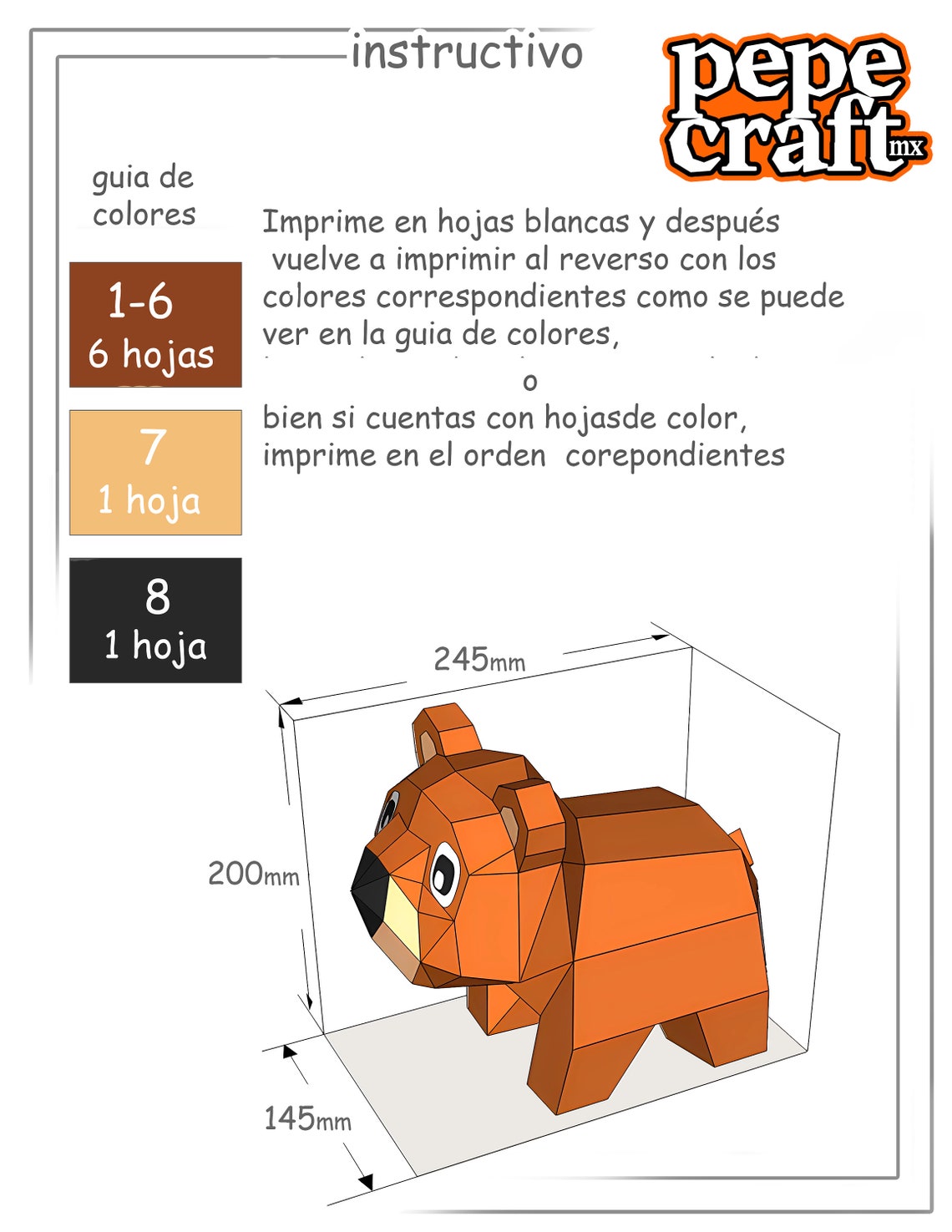 Oso baby Papercraft Plantillas PDF - Etsy España