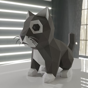 Gato Papercraft PDF,SVG,DXF plantillas manual para crear escultura de ...