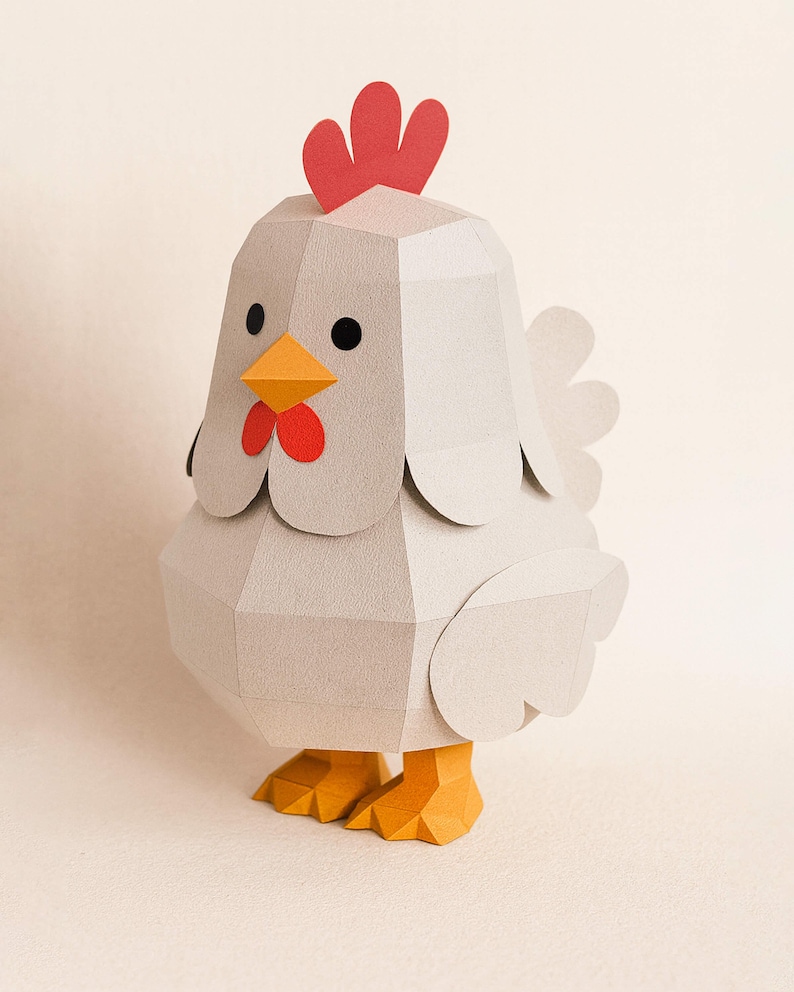 3D Papercraft Chicken for Printing | PDF DXF SVG Template | Decorative ...