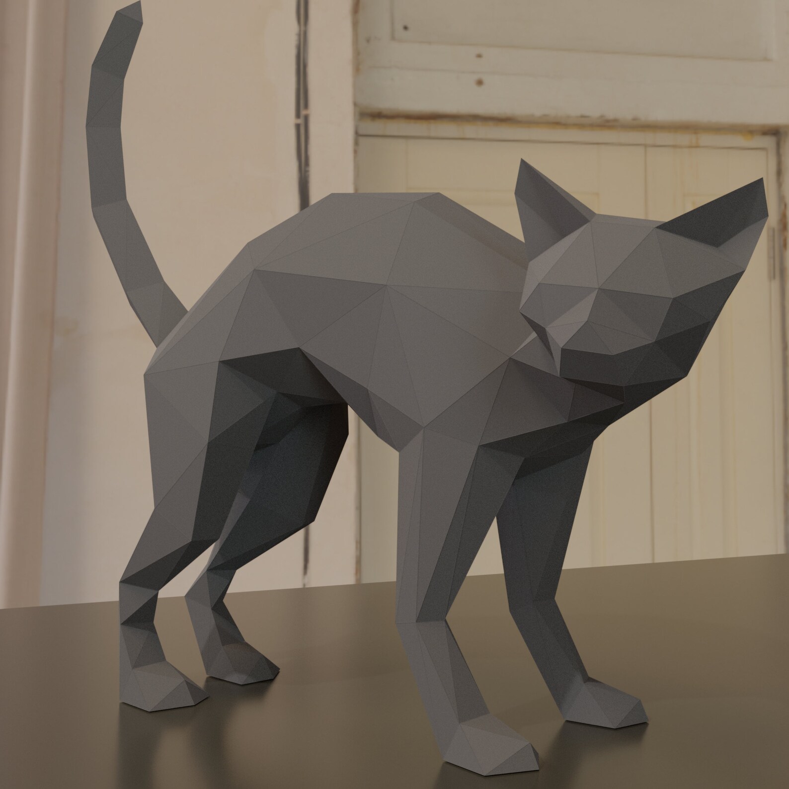 Cat Papercrafts templates PDF SVG DXF, Cat halloween 3D paper sculpture ...