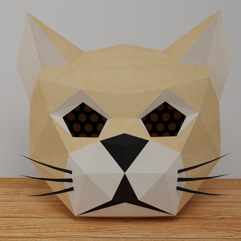 Cat Mask Papercrafts Mask Template Origami PDF Download 3D - Etsy