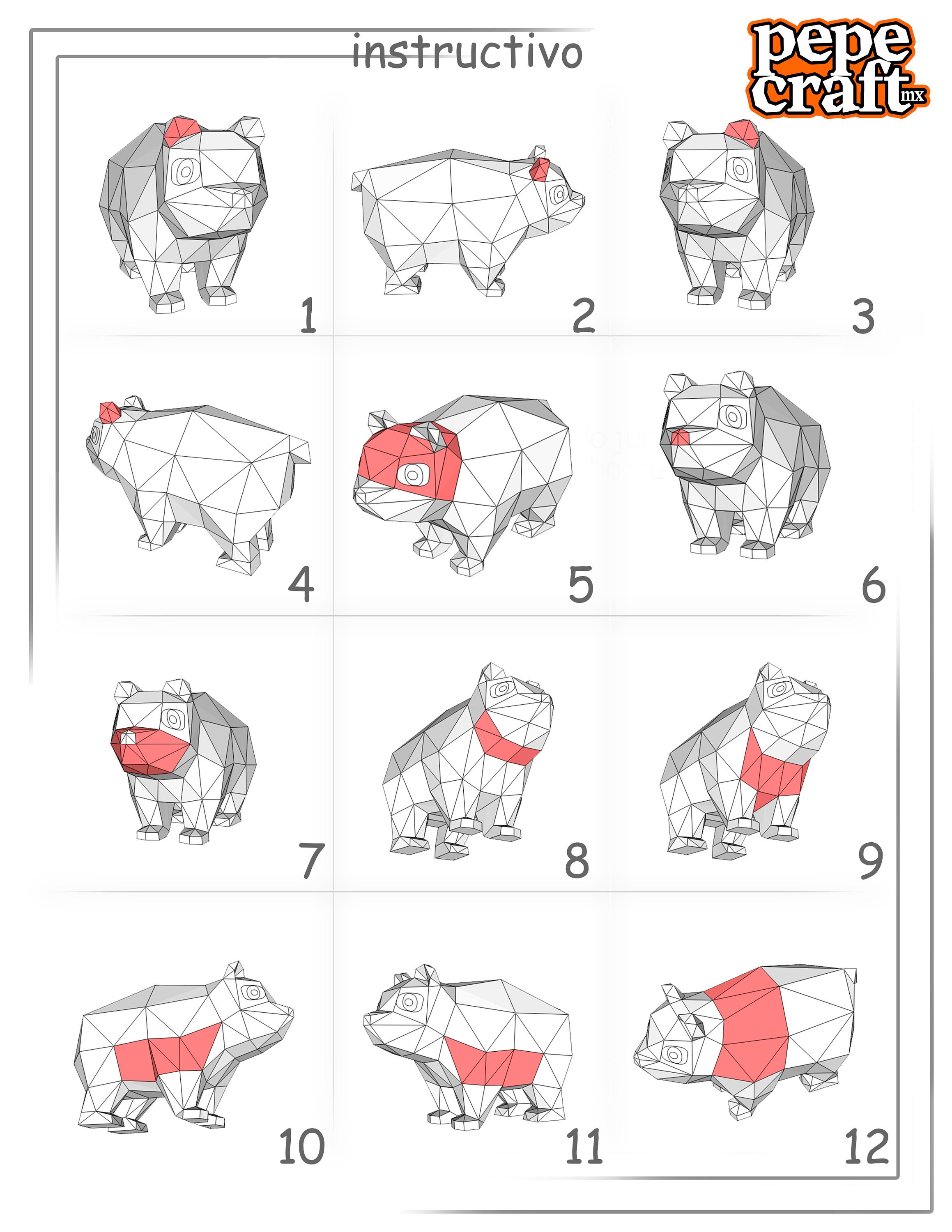 Oso Papercraft Plantillas PDF - Etsy México