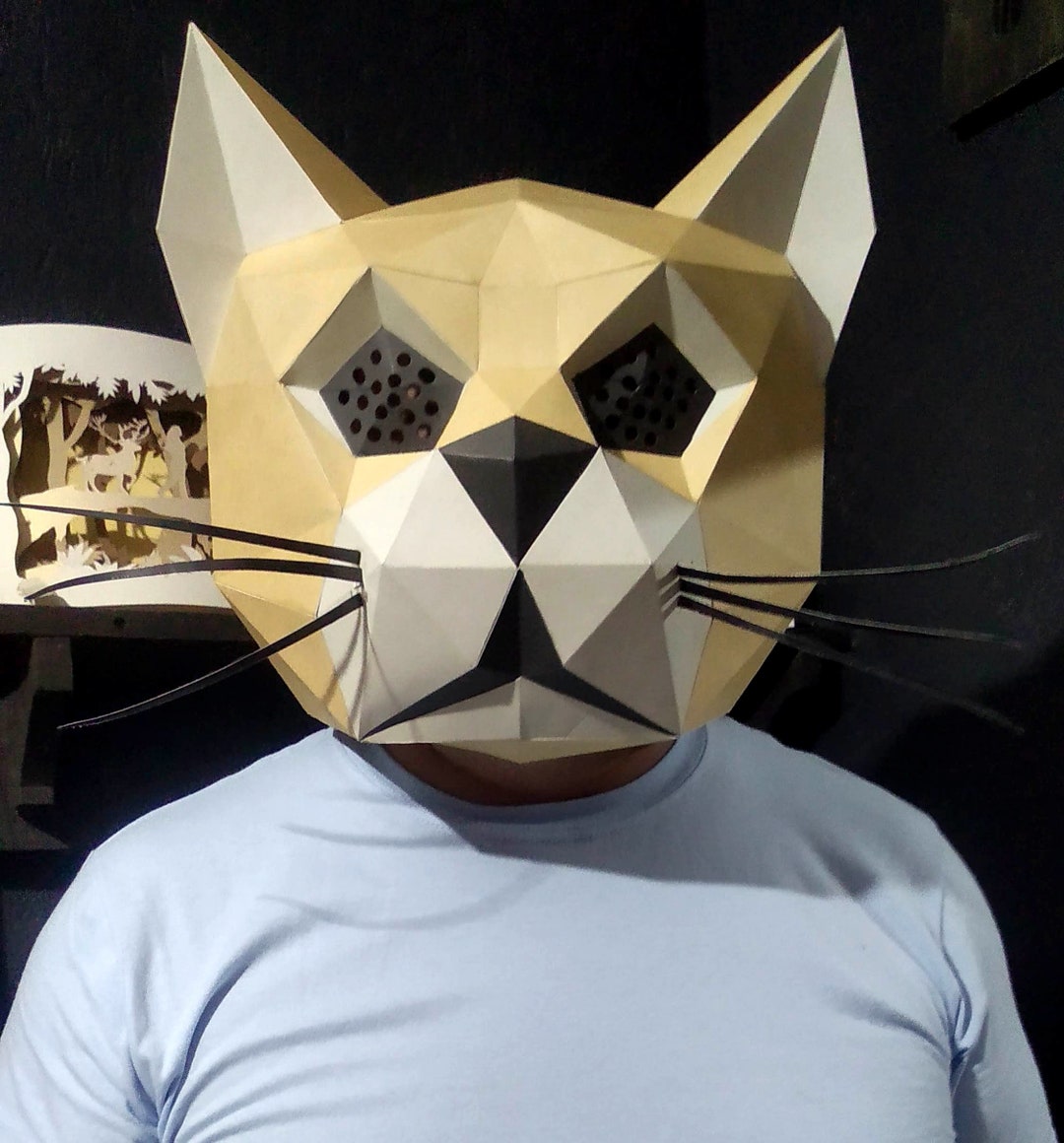 Cat Mask, Papercrafts Mask Template, Origami, PDF Download 3D Mask - Etsy