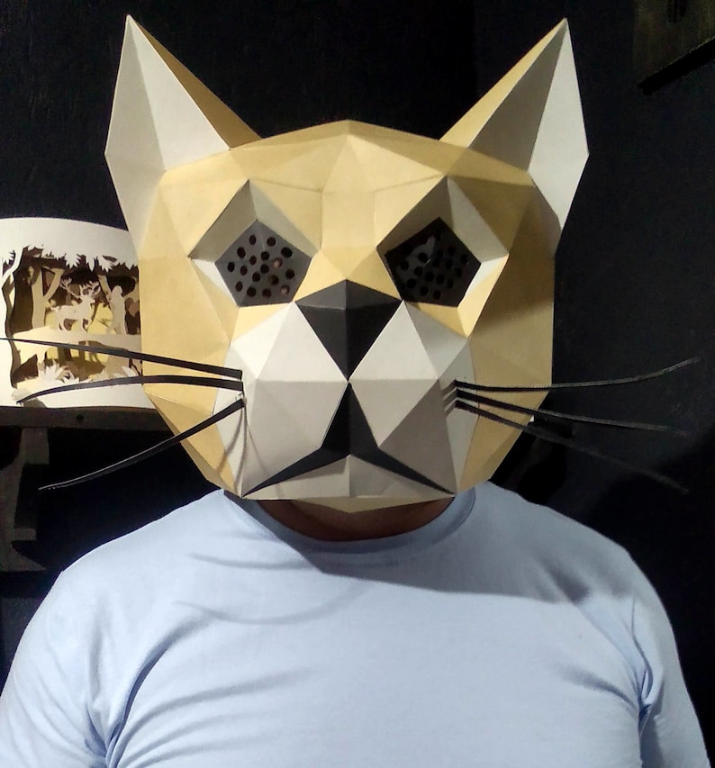 Cat Mask Papercrafts Mask Template Origami PDF Download 3D - Etsy