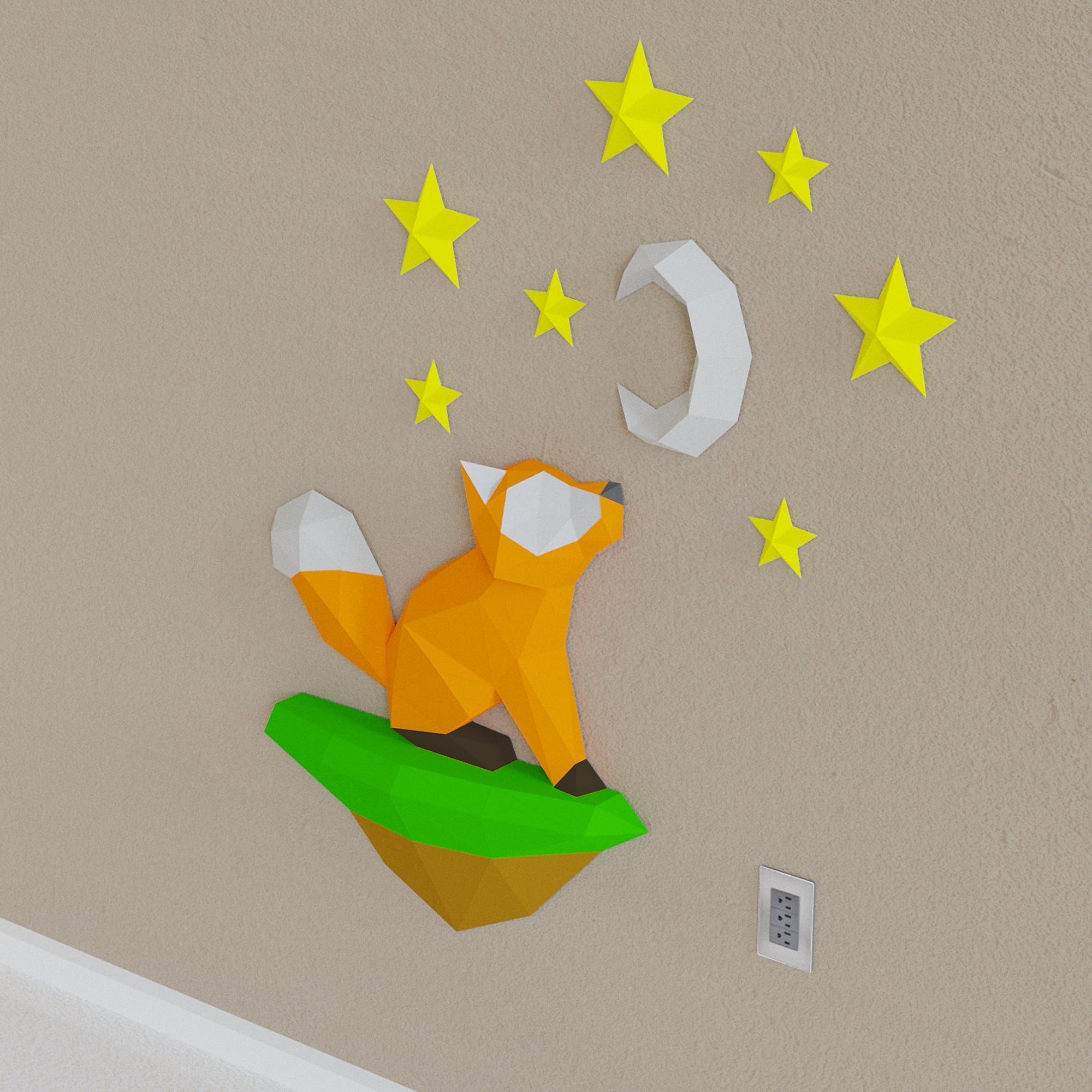 Zorro Luna y Estrellas Papercrafts plantillas pdf diy - Etsy México