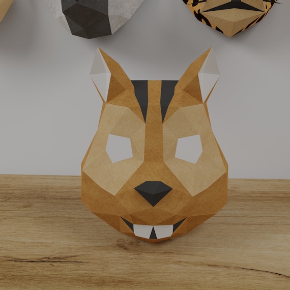 SQUIRREL MASK Papercraft Mask Template Origami PDF Download | Etsy