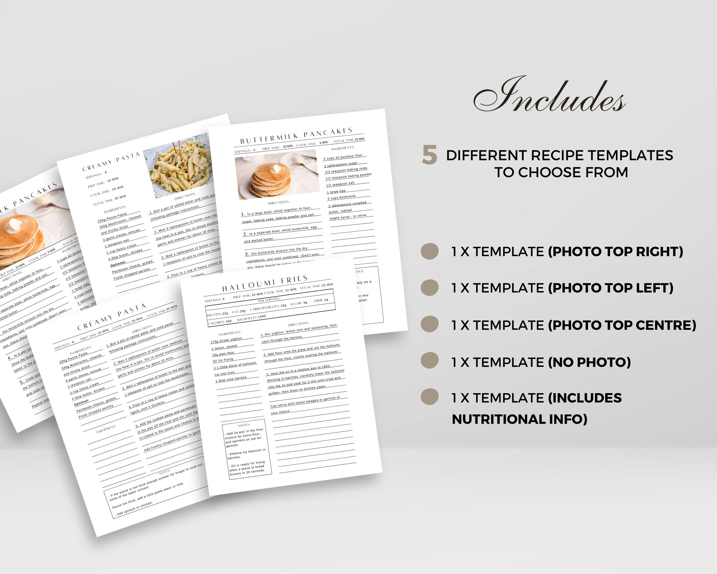 Editable Recipe Book Template: Recipe Pages & Meal Planner (digital ...