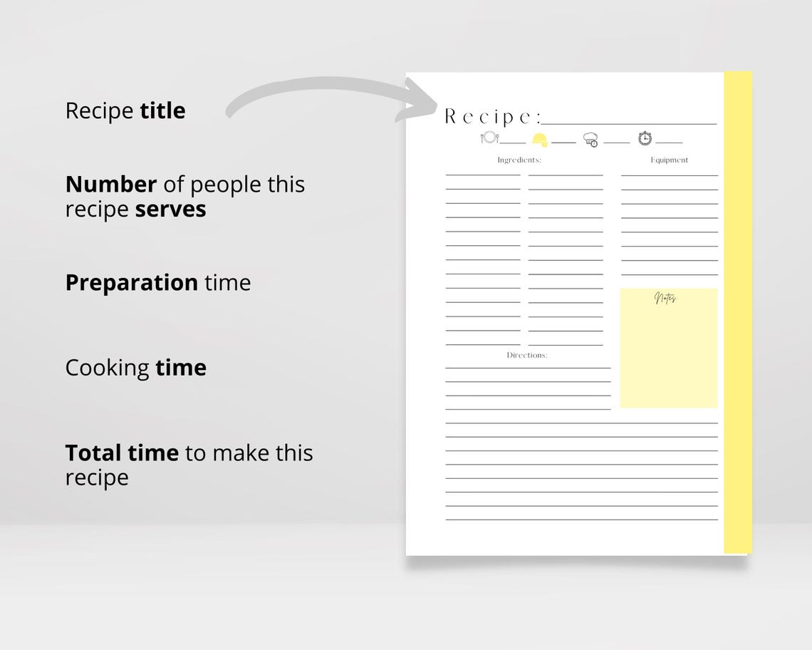 Printable Recipe Sheet: Colour Block Design (A4, A5, US Letter ...