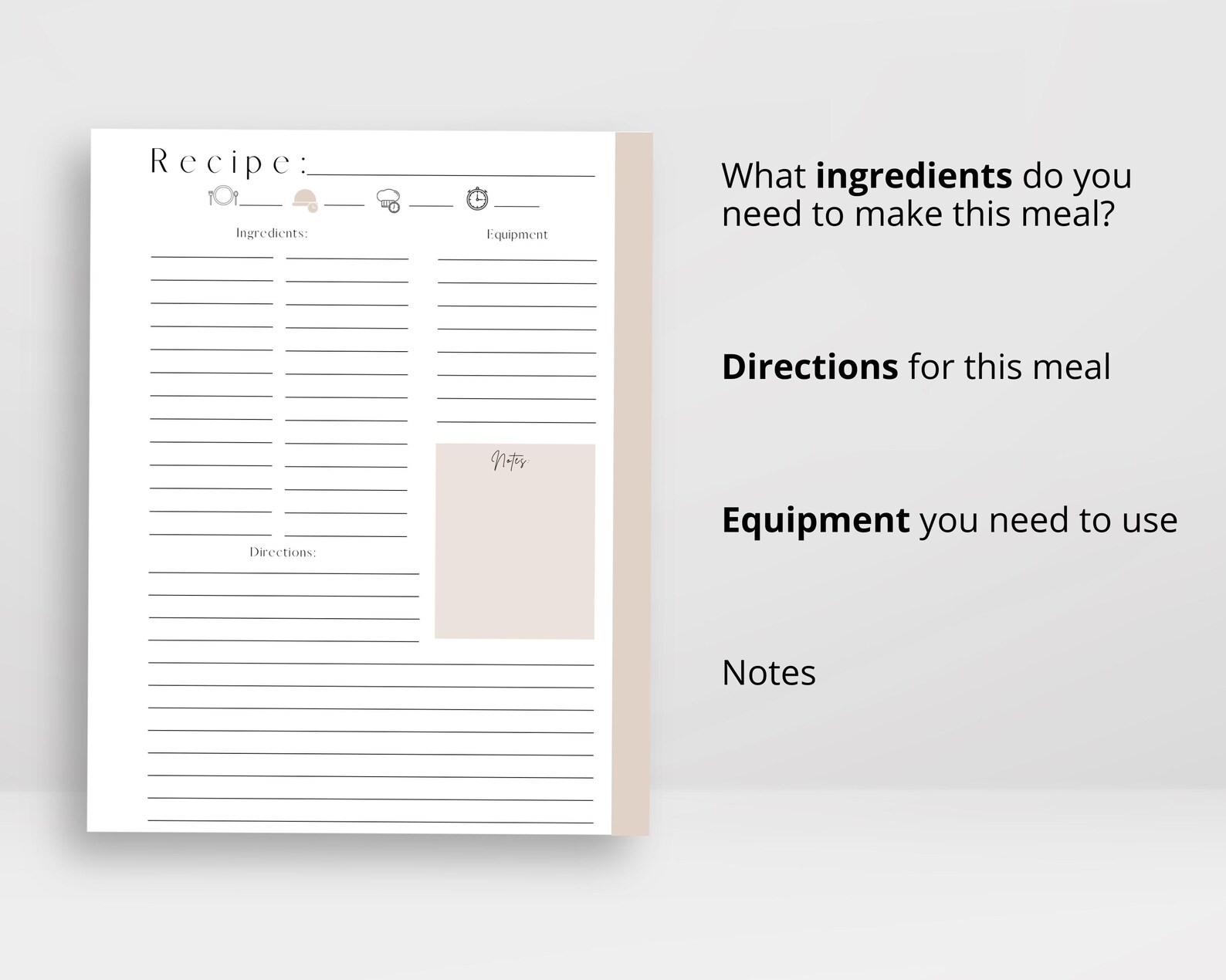 Printable Blank Recipe Sheet, Recipe Cards, Recipe Pages, Recipe Sheet ...