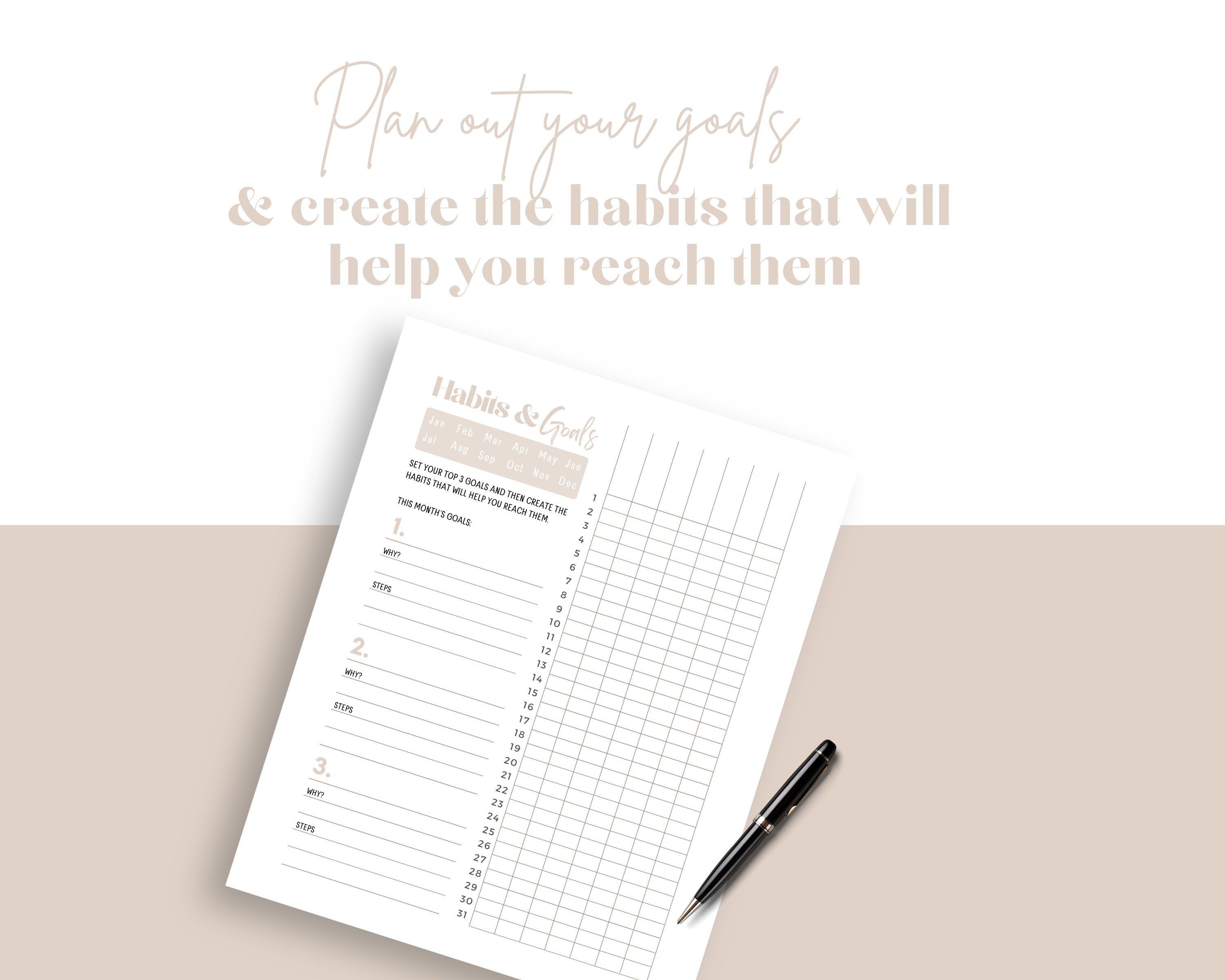 Goal Planner Printable. Daily Habit Tracker, Daily Planner Insert, Goal ...