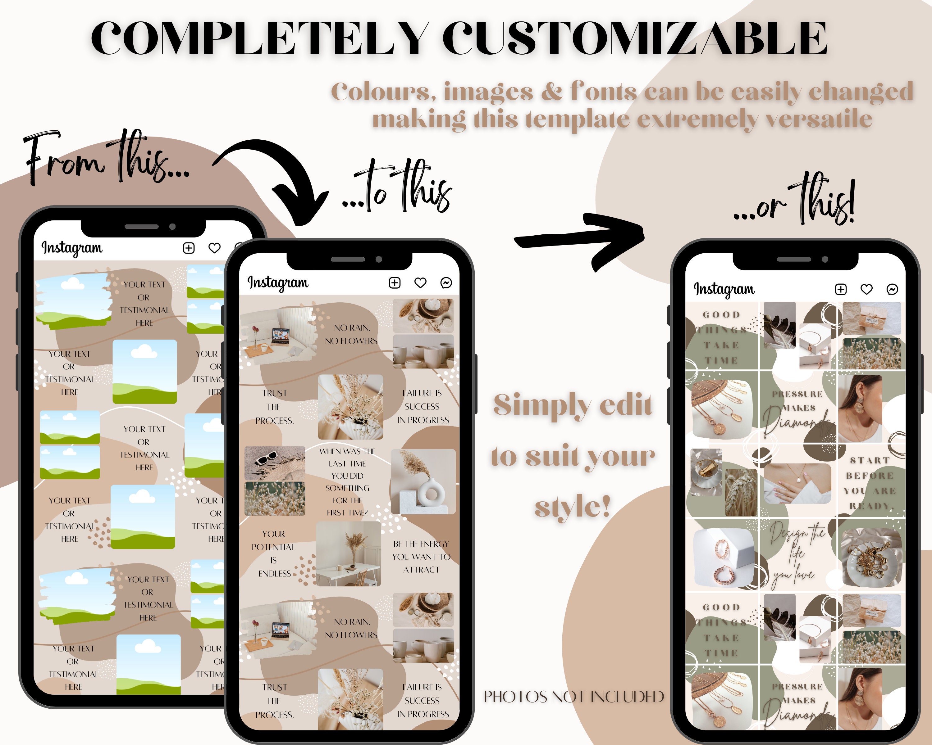 Instagram Puzzle Feed Canva, Aesthetic Neutral Instagram Theme ...