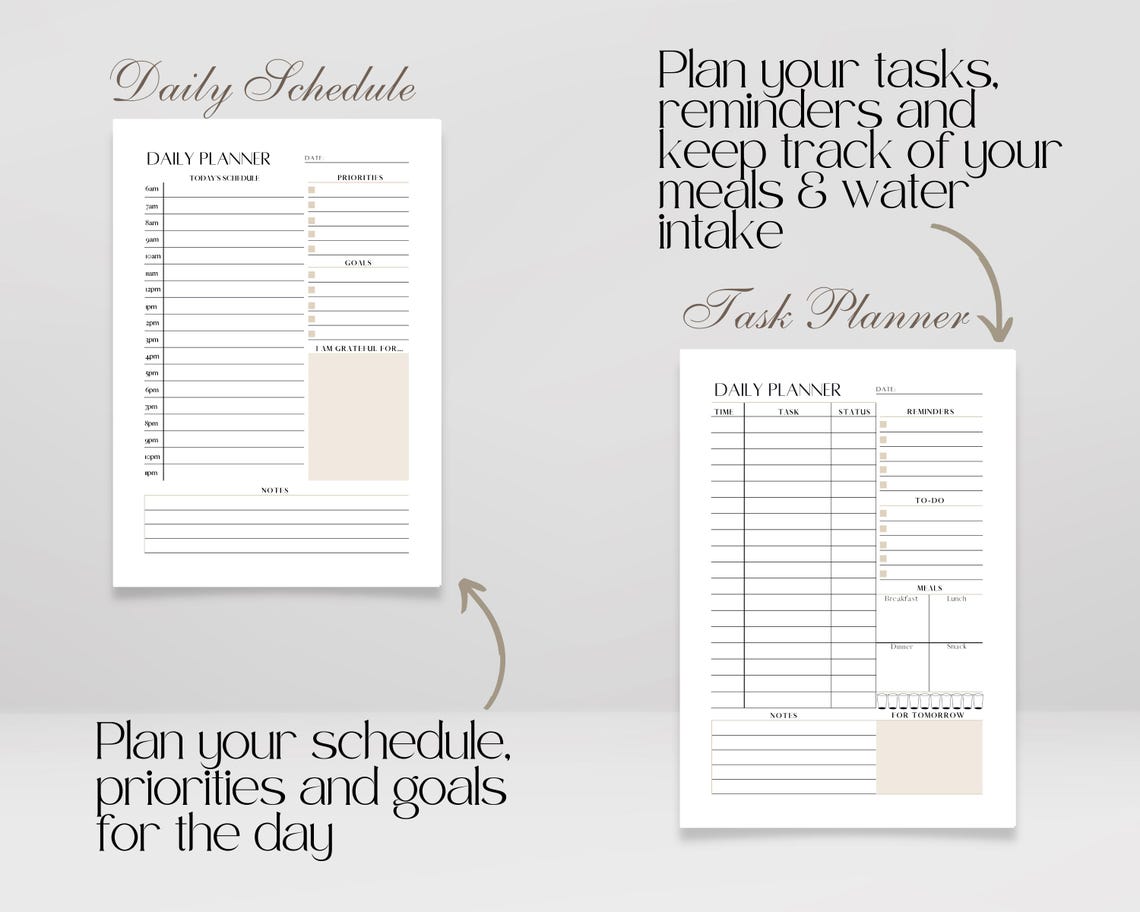 Printable Daily Schedule & Task Planner (A4/A5/US Letter) - Etsy