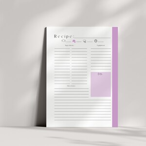 Printable Recipe Sheet: Colour Block Design (A4, A5, US Letter ...