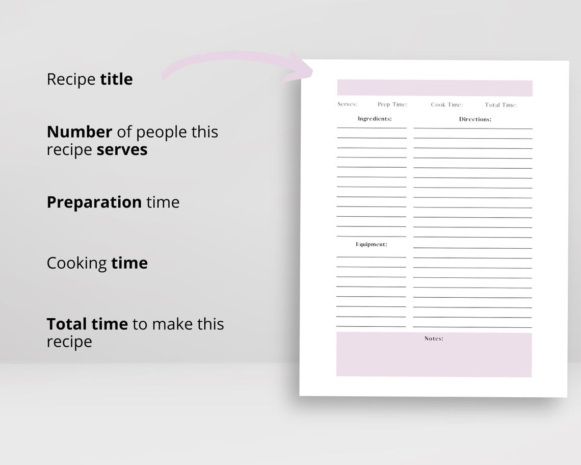 Printable Recipe Book Template: Colorful Recipe Sheets (digital ...