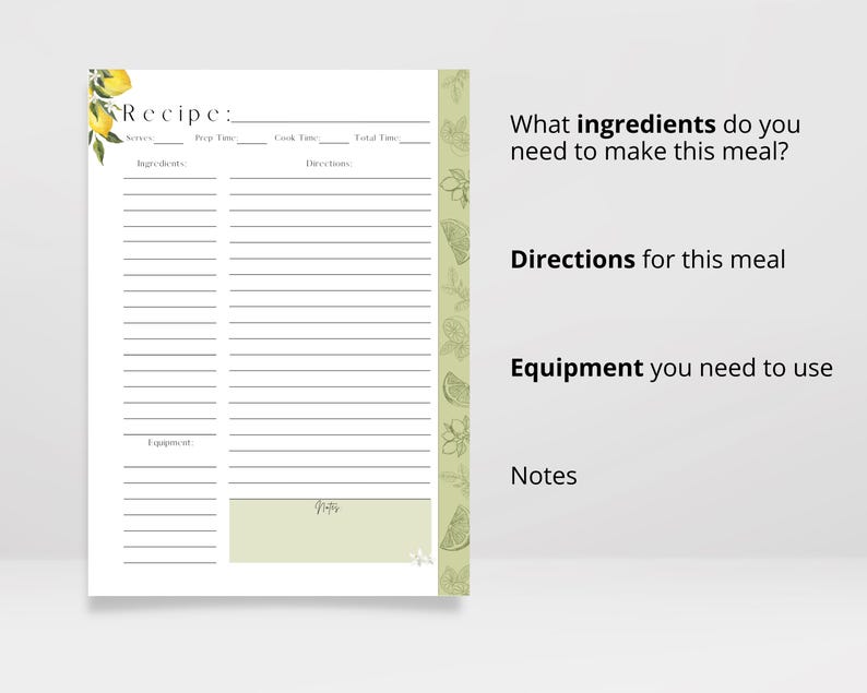 Printable Recipe Sheet Template: Colorful Recipe Pages (A4, A5, US ...