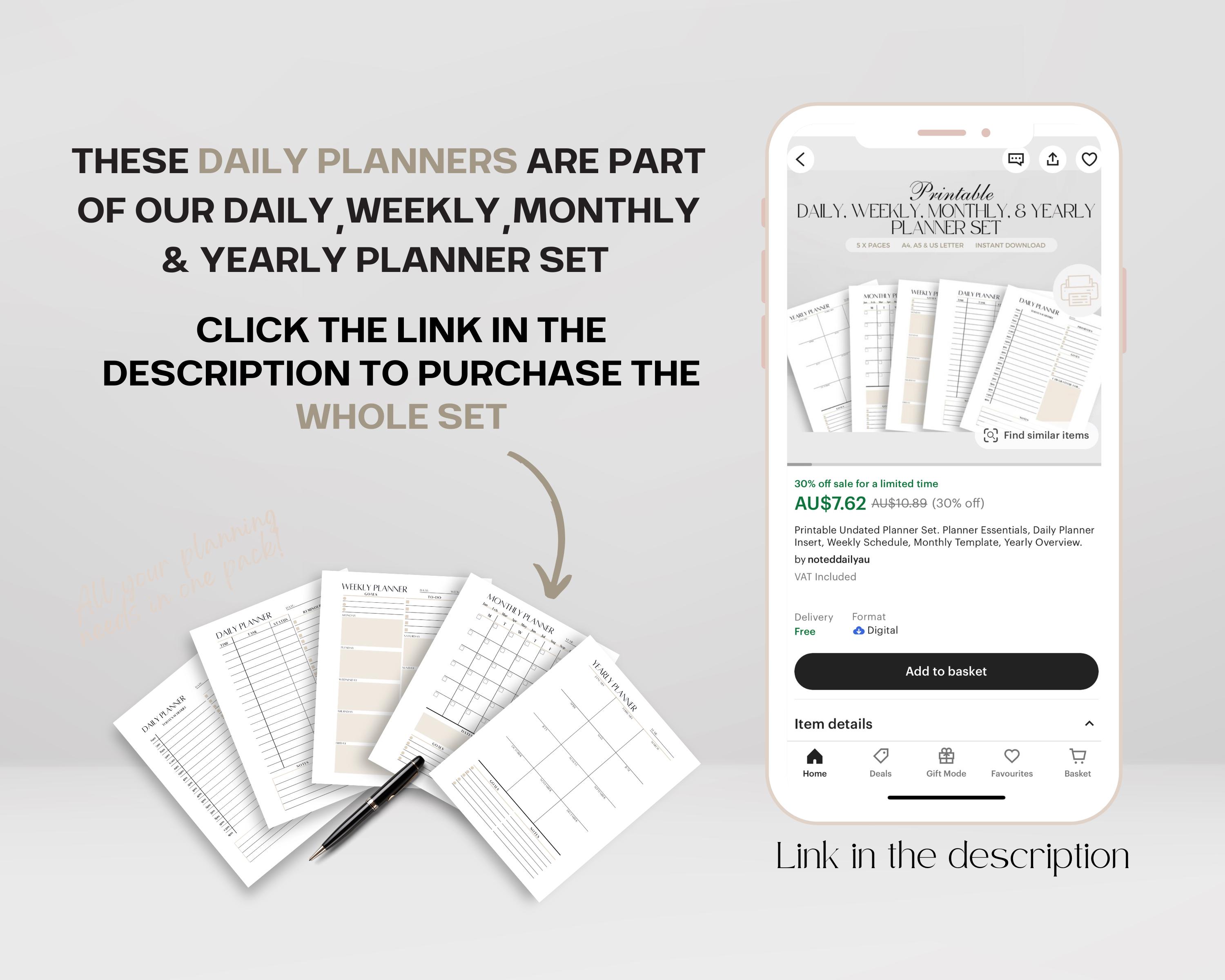 Printable Daily Schedule & Task Planner (A4/A5/US Letter) - Etsy