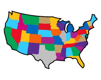 Colorful States Map | Etsy