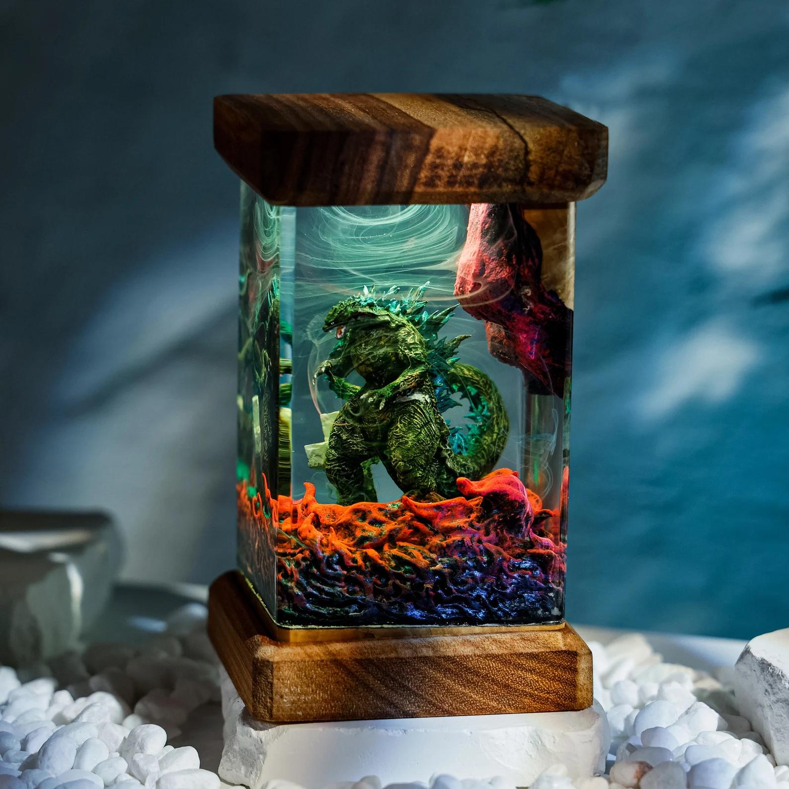 Godzilla Monster Night Light Bedroom Diorama Resin Epoxy Lamp ...