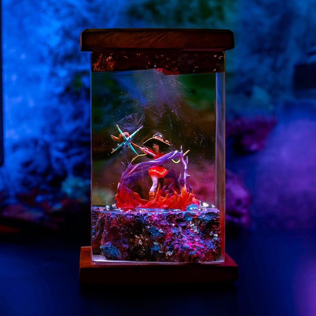 Megumin Konosuba Epoxy Resin Wood Lamp Night Light Unique Her Him Mom ...