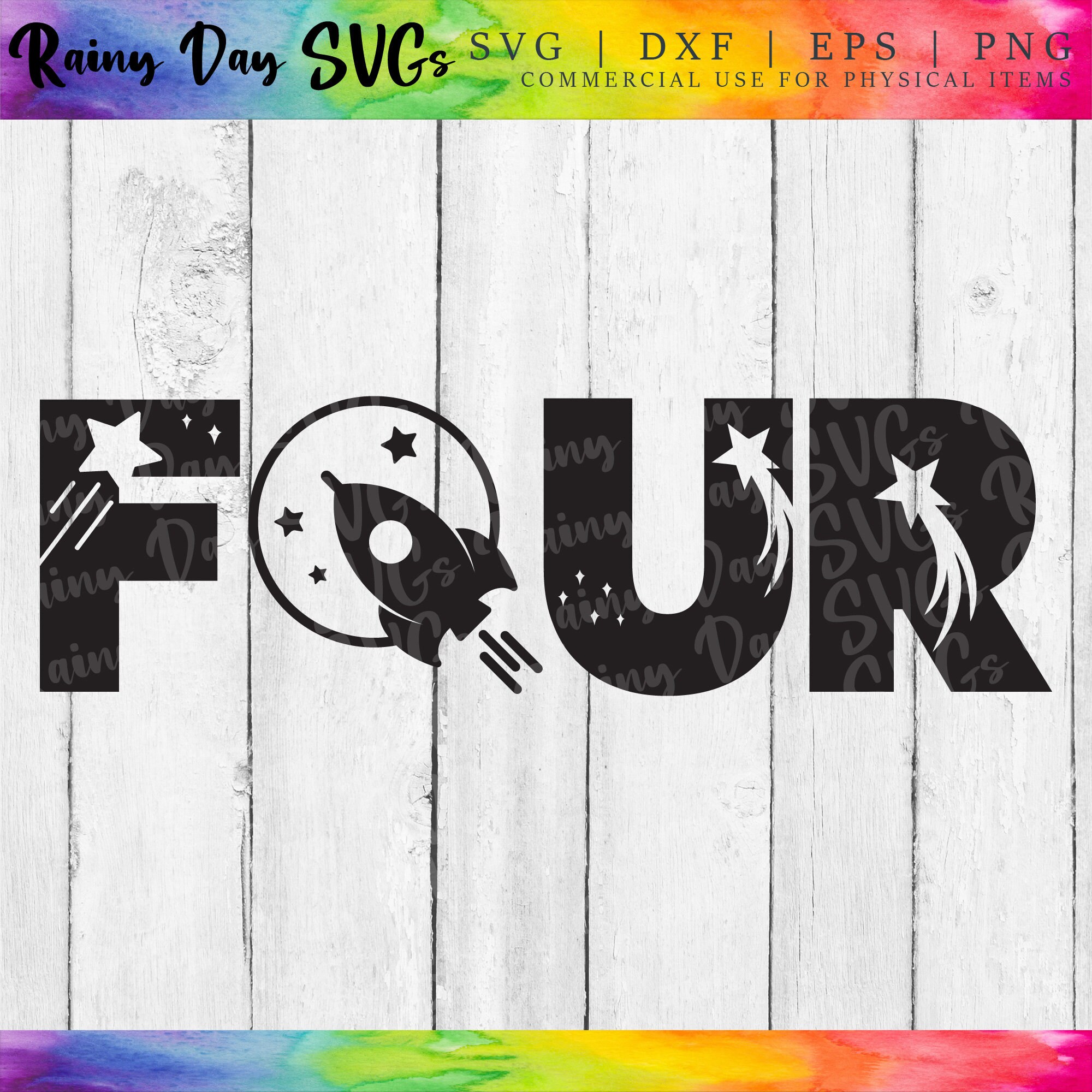 Four Space SVG, Fourth Birthday Space Svg, DIGITAL DOWNLOAD, Space 4 ...