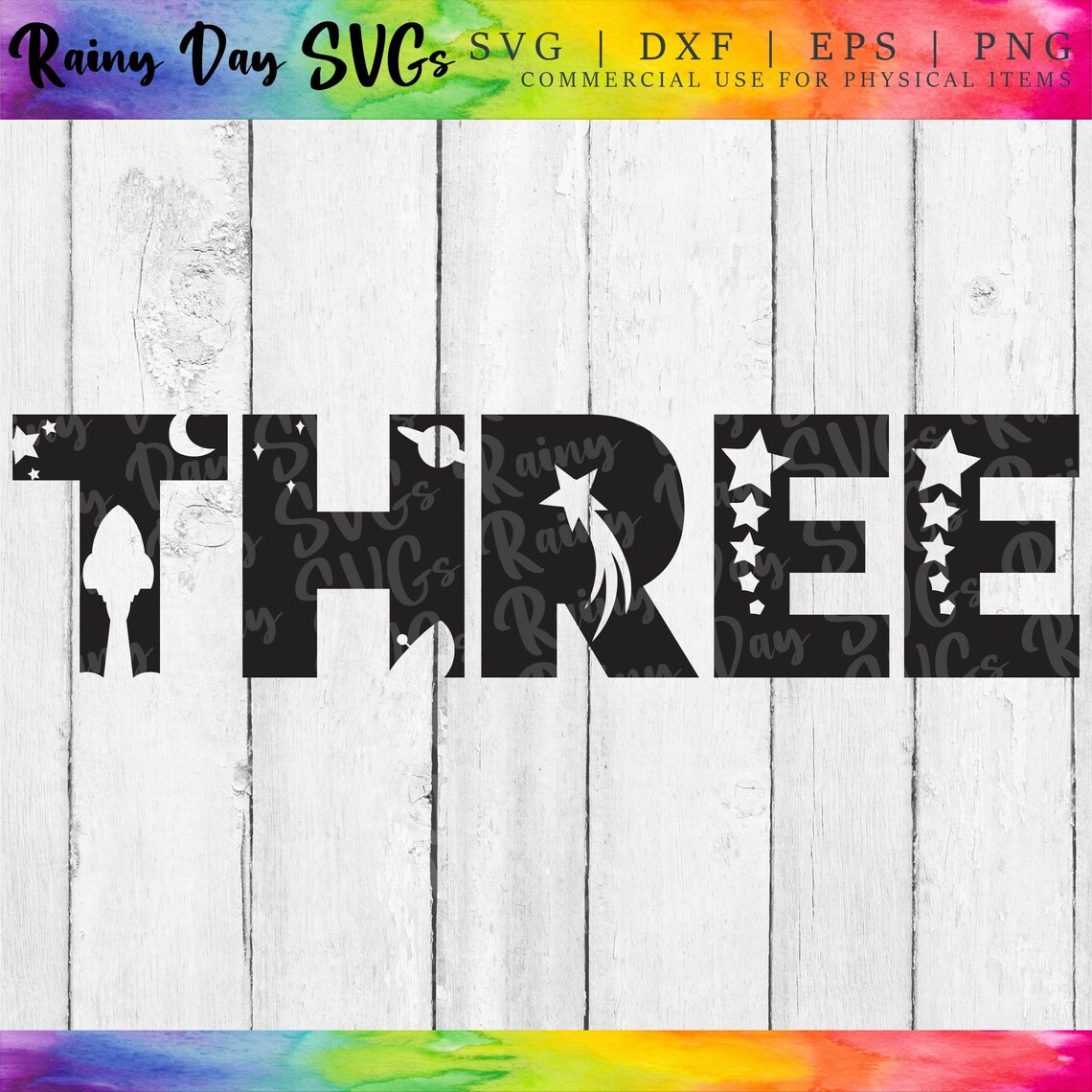 Space Three SVG Three Space Birthday Svg Third Birthday Svg - Etsy