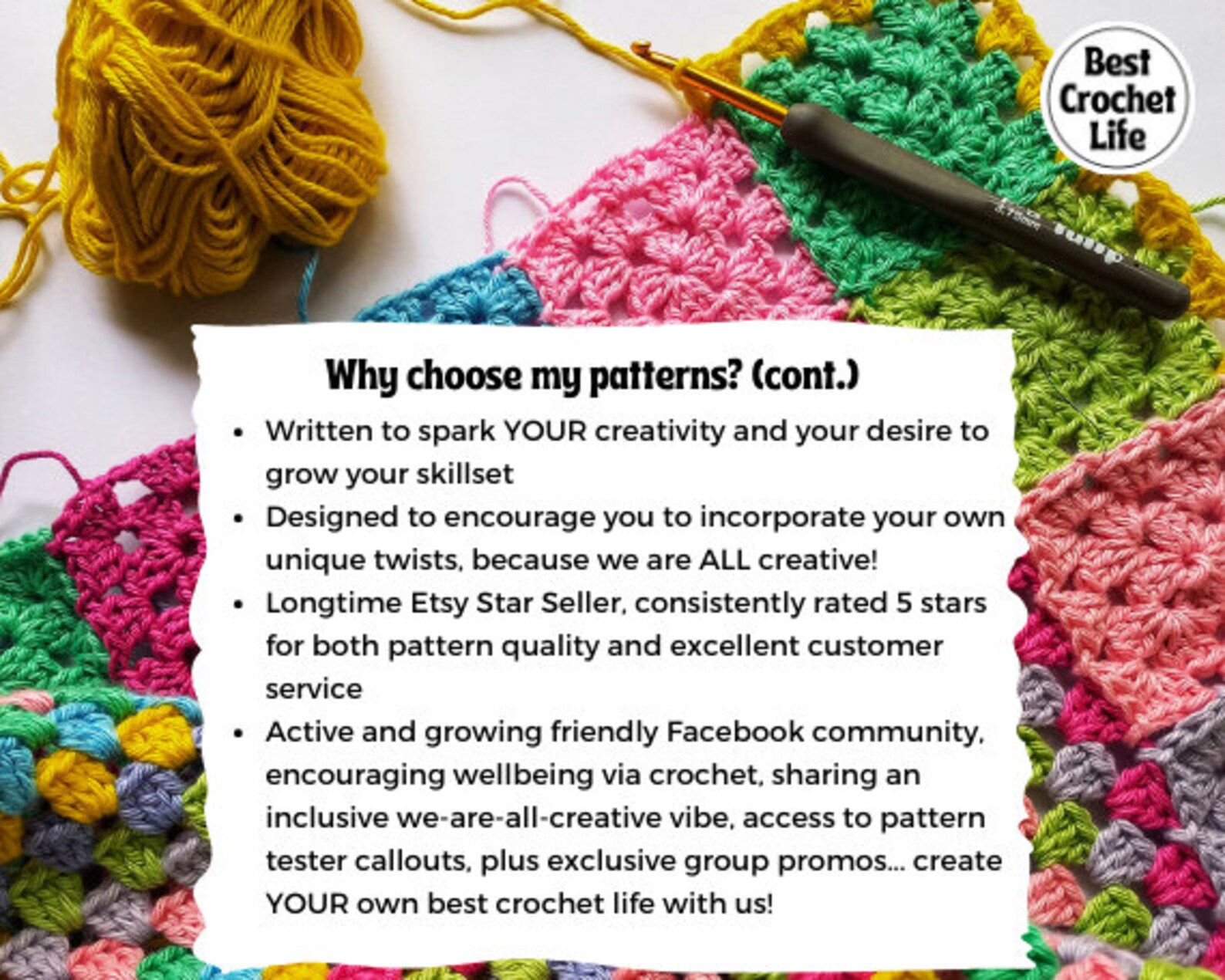 Carnival Granny Square Crochet Pattern, Crochet Square Pattern, Granny ...