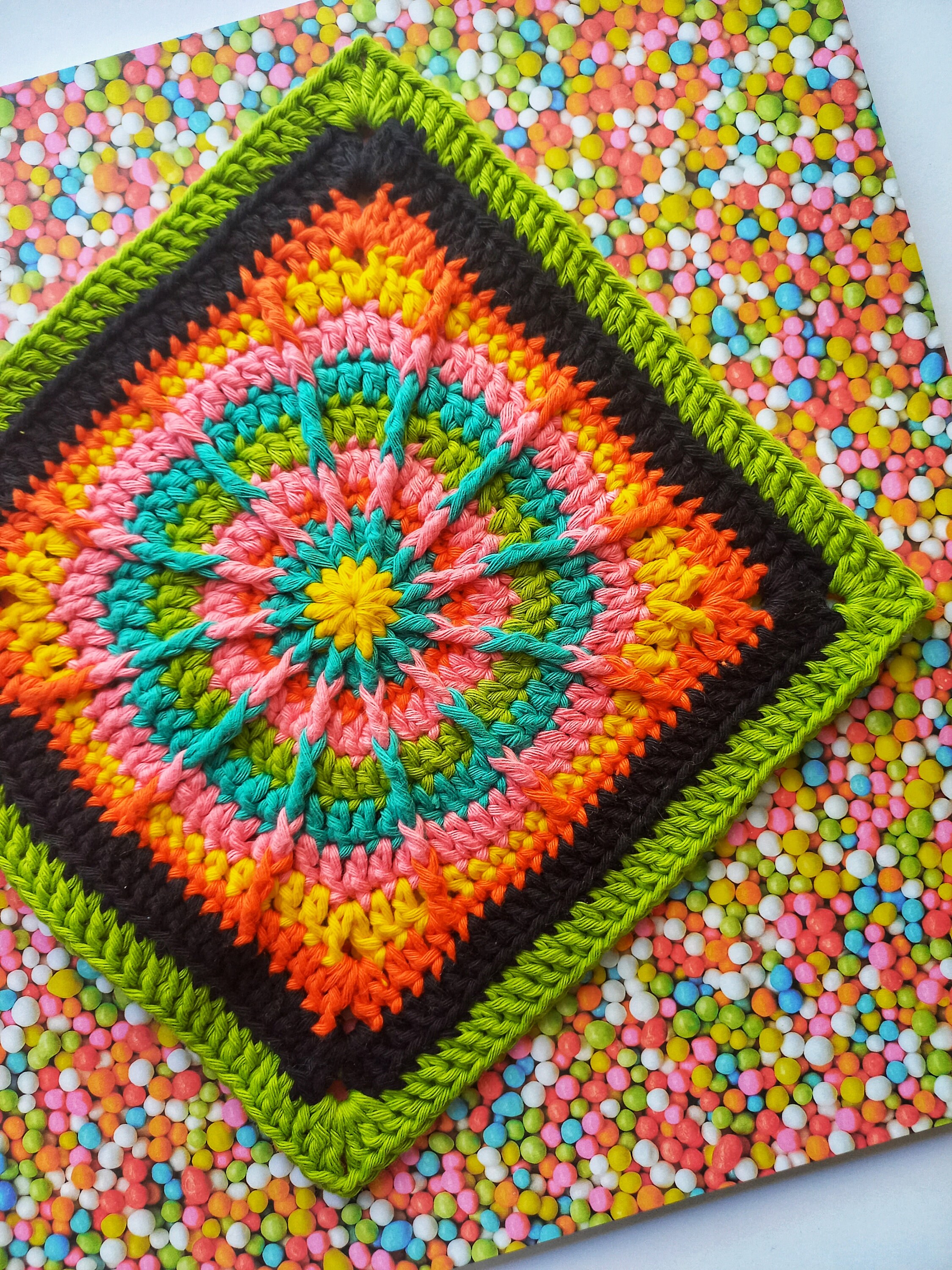 Carnival Granny Square Crochet Pattern, Crochet Square Pattern, Granny ...