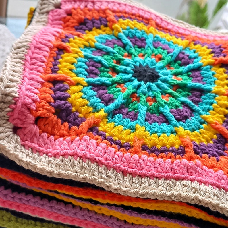 Carnival Granny Square Crochet Pattern, Crochet Square Pattern, Granny ...