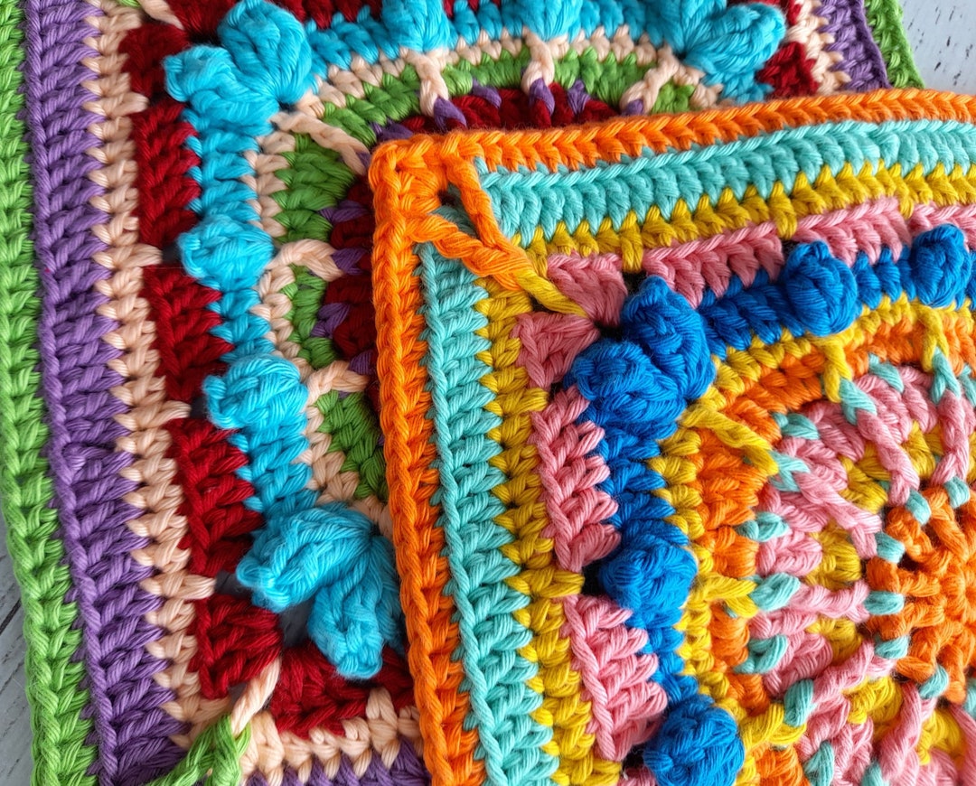 Maya Granny Square Crochet Pattern: Textured Blanket Square With ...