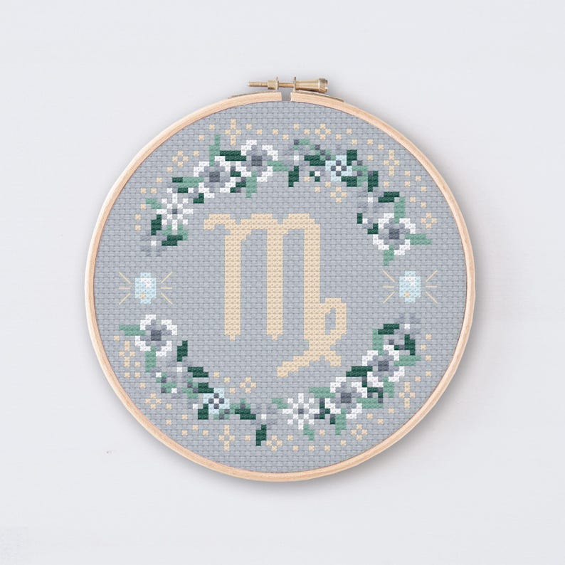 Virgo Zodiac Cross Stitch Pattern: Modern Astrology (PDF Pattern) - Etsy
