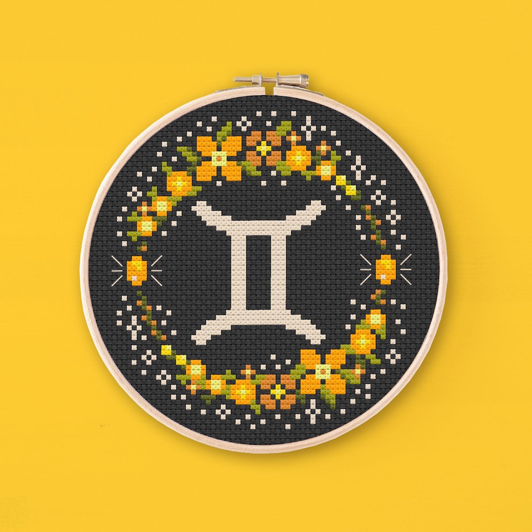 Gemini Star Sign Cross Stitch Pattern, Instant Download Horoscope Cross ...