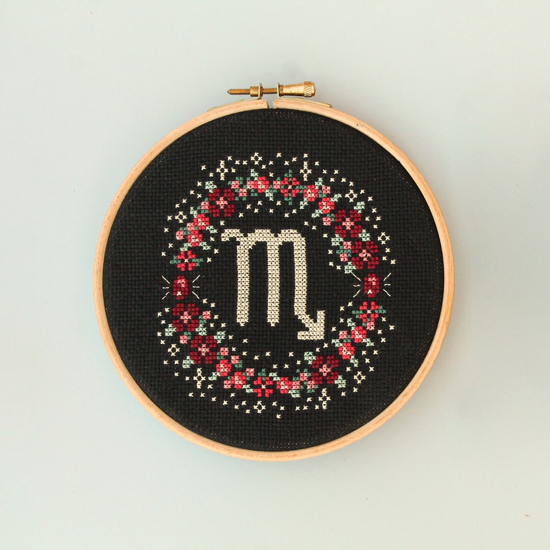 Scorpio Zodiac Cross Stitch Chart, Horoscope Cross Stitch Pattern ...