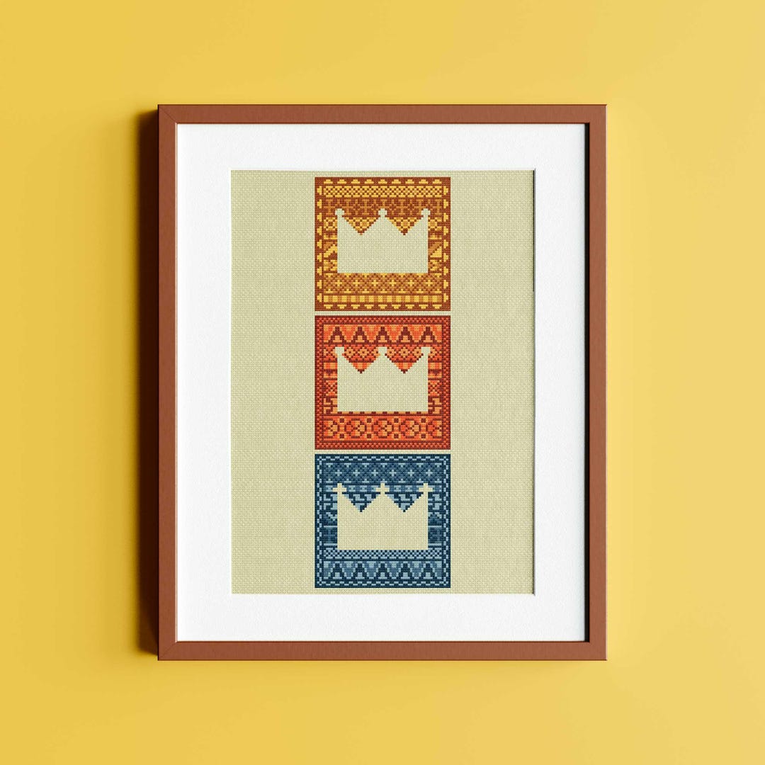 Three Kings Crowns Cross Stitch Pattern: Modern Embroidery (digital PDF ...