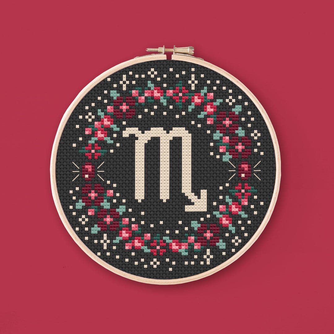 Scorpio Zodiac Cross Stitch Chart, Horoscope Cross Stitch Pattern ...