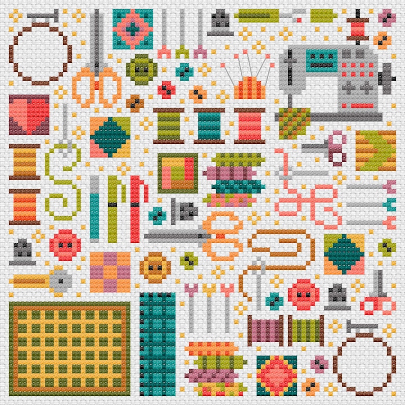 Quilting Room Cross Stitch Pattern: Modern Sewing Decor (instant ...