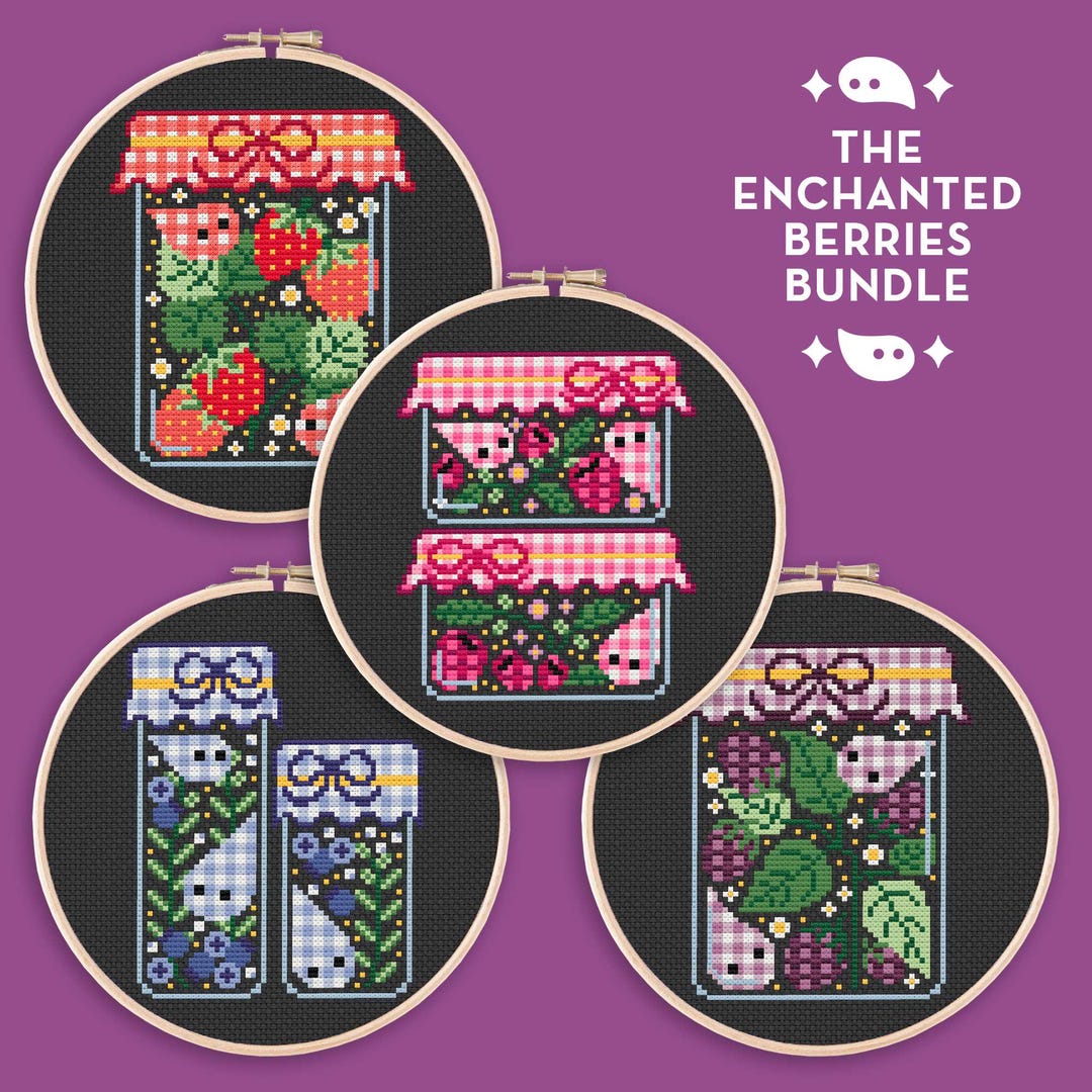 Berries Cross Stitch Pattern Set, Spooky Cute Ghosts, Cottagecore (PDF ...