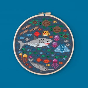 Set of 3 Sea Life Cross Stitch Patterns, Ocean Animals Cross Stitch ...