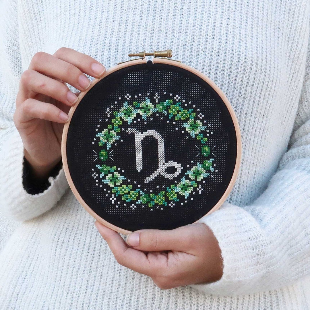 Capricorn Horoscope Cross Stitch Pattern, Zodiac Cross Stitch Chart ...