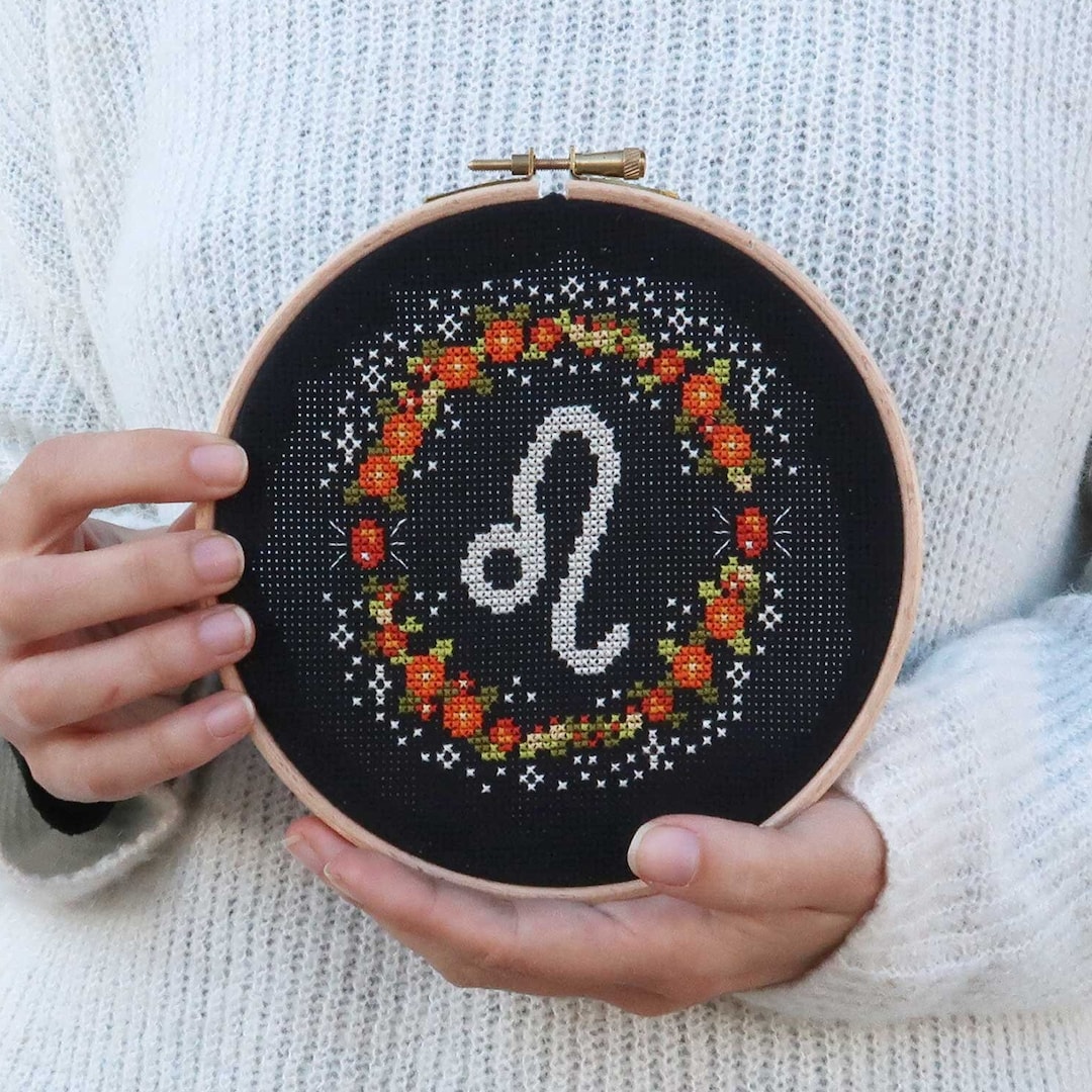 Leo Sign Cross Stitch Pattern, Cross Stitch for Beginners, Gothic ...