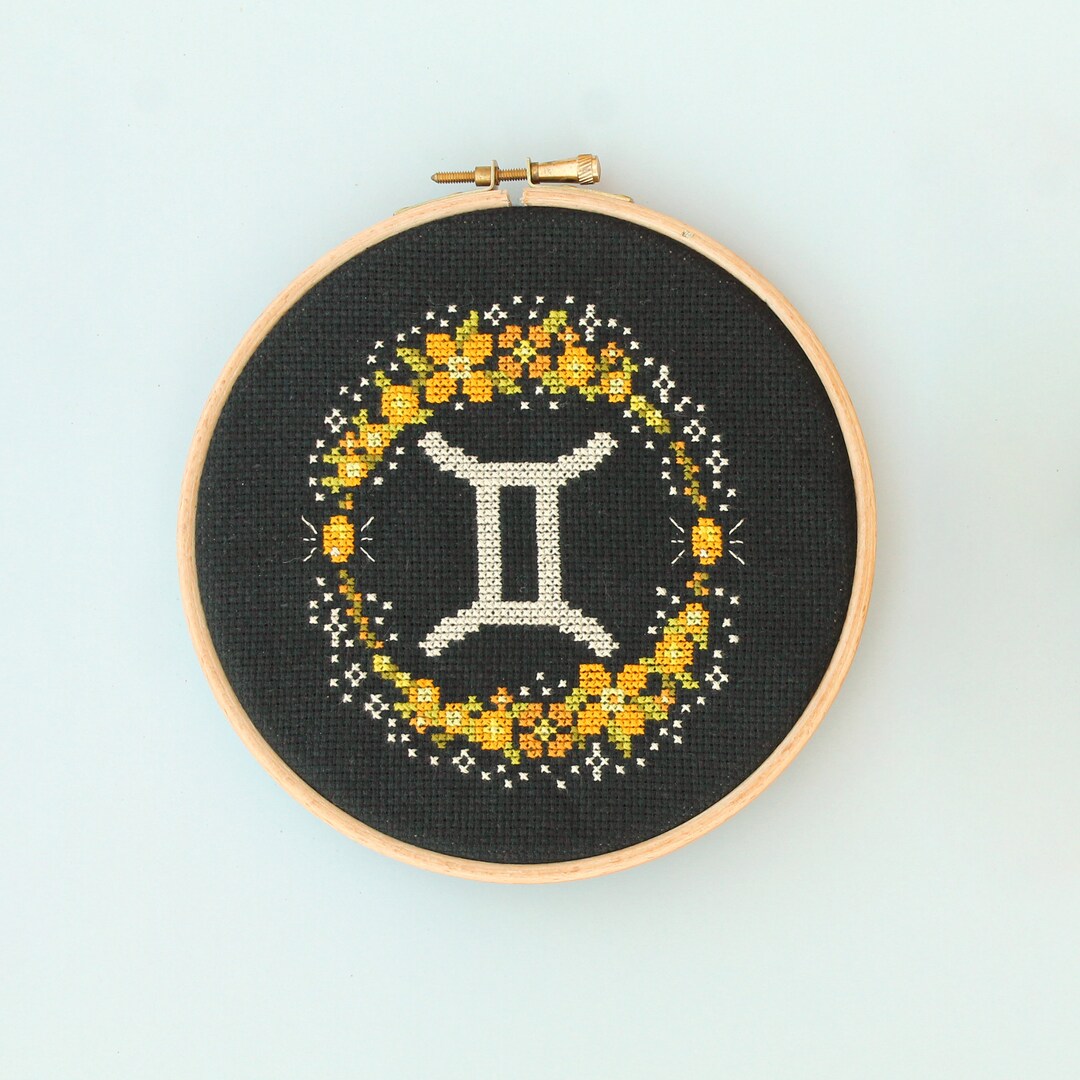 Gemini Star Sign Cross Stitch Pattern, Instant Download Horoscope Cross ...