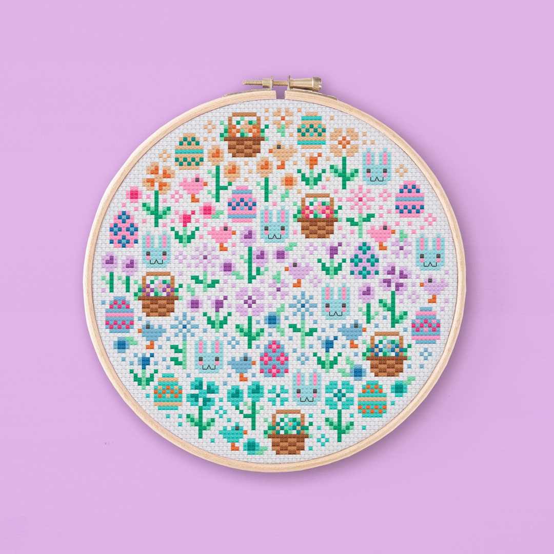 Mini Easter Garden Cross Stitch Pattern: Spring Floral Design (PDF) - Etsy