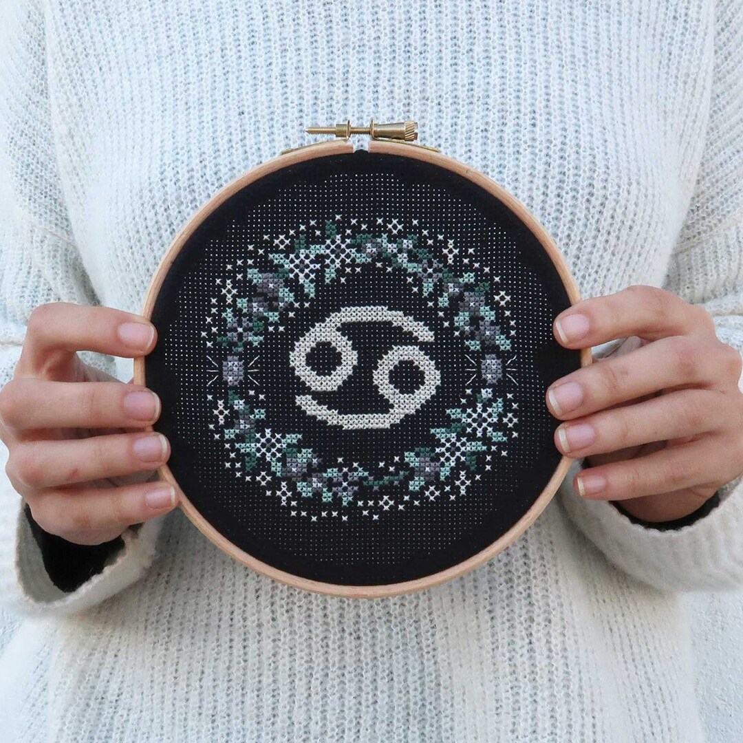 Cancer Horoscope Cross Stitch Pattern, Zodiac Cross Stitch Chart ...