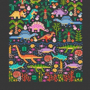 Dinosaur Landscape Cross Stitch Pattern: Prehistoric Nature (PDF ...