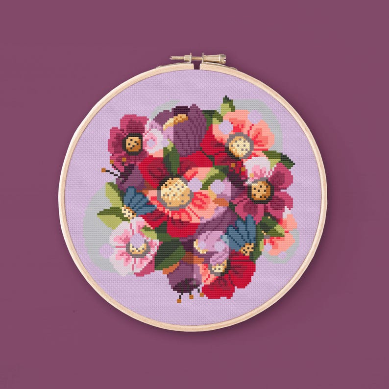 Floral Ghosts Cross Stitch Pattern: Gothic Flower Bouquet (digital PDF ...