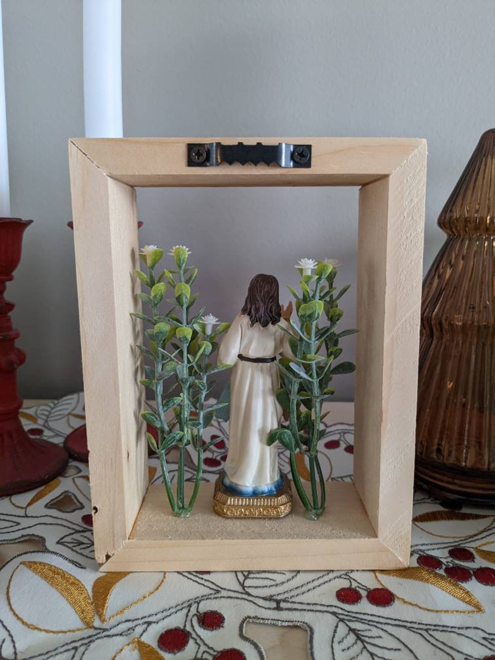 Divine Mercy Jesus Shrine With Flowers / Jesus / Catholic Gift - Etsy
