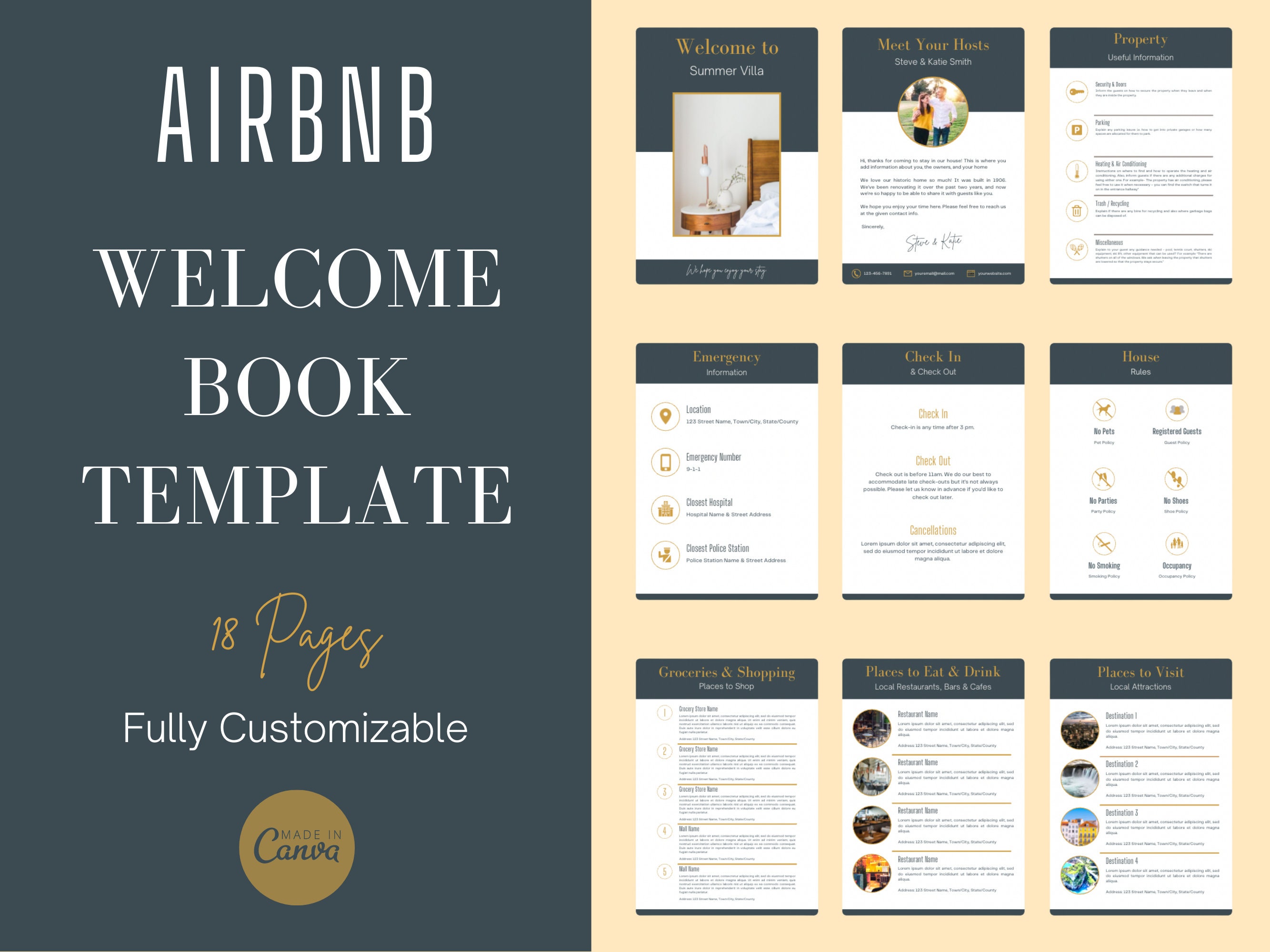Airbnb Welcome Book Template Canva | Welcome Guide | Airbnb Guest Book ...
