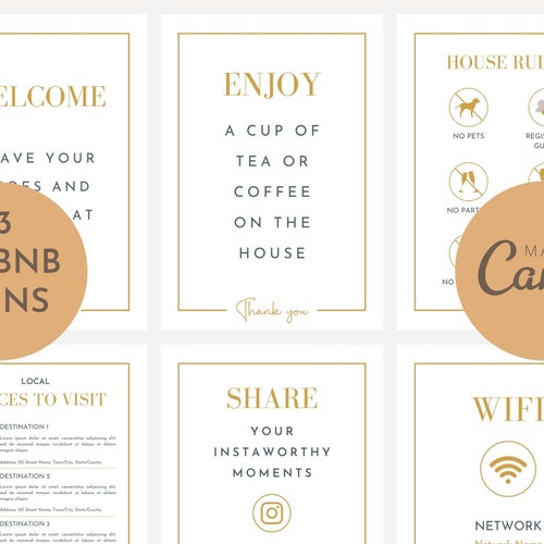 Airbnb Template Editable Airbnb Signs Quick Welcome Guide - Etsy